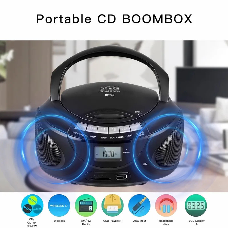 Hot Boombox Cassette CD Player AM FM Radio Bluetooth Speakers AUX USB ...