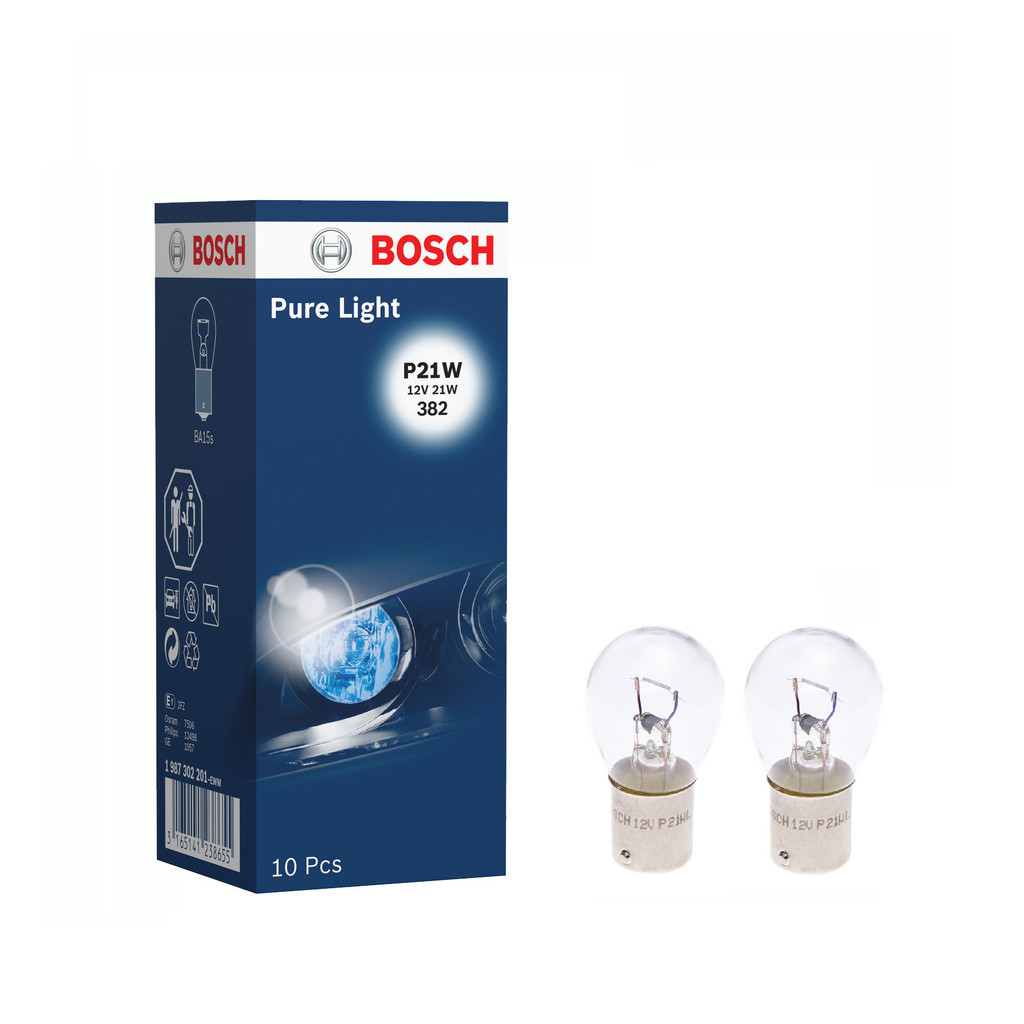 Bosch Standard Tail Light Bulb 12V P21W Single Reversing Light Bulb (2 ...