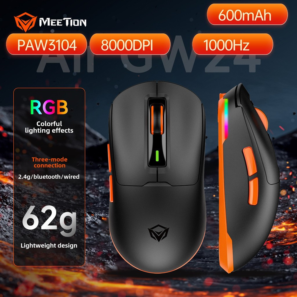 MEETION AIrGW24Wireless Gaming Mouse PAW3104 1Khz 8000DPI BT5.0Wired ...