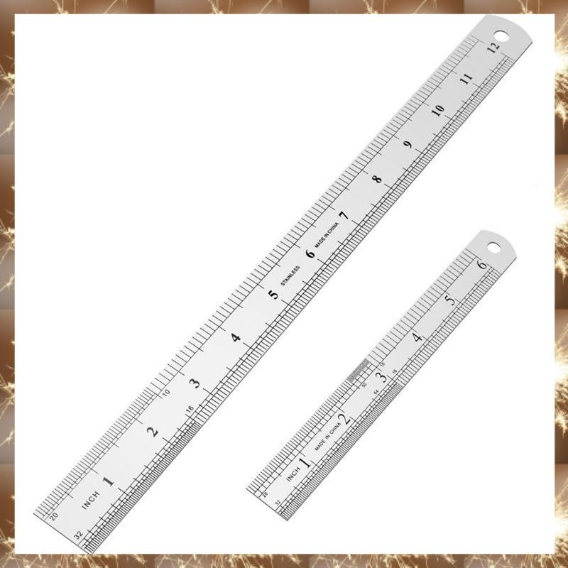 (Y O Q N)Stainless Steel Ruler 12 Inch + 6 Inch Metal Rulers | Shopee ...