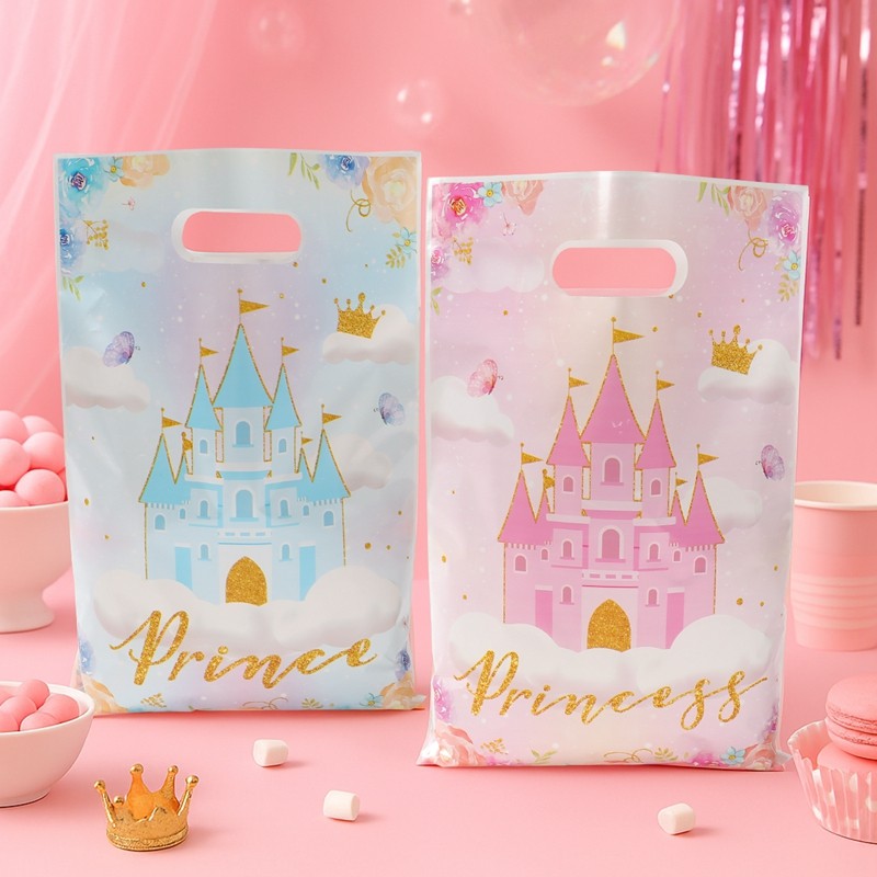 50/25/10pcs Prince/Princess Castle Candy Bag Pink Loot Bags Birthday ...