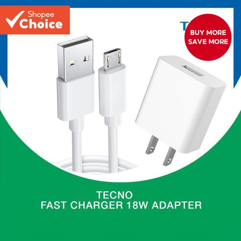 100% l For Tecno 18W Fast Charging Travel Charger Micro USB Cable ...