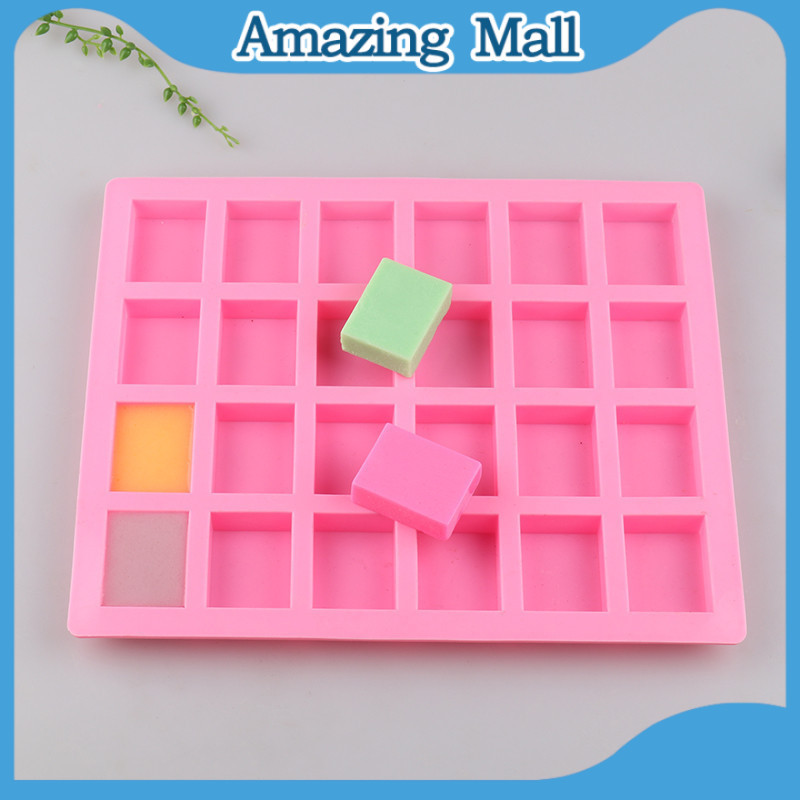 24 Cavities Small Rectangle Silicone Mold For Handmade Soap Making ...