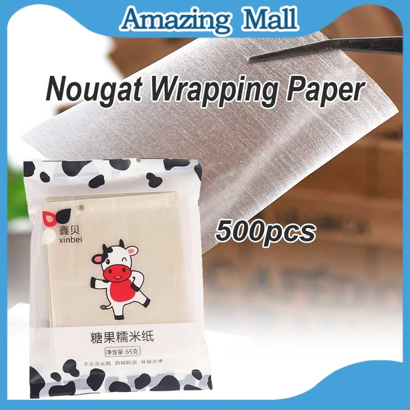 500 Sheets Edible Glutinous Rice Paper Nougat Wrapping Paper ...