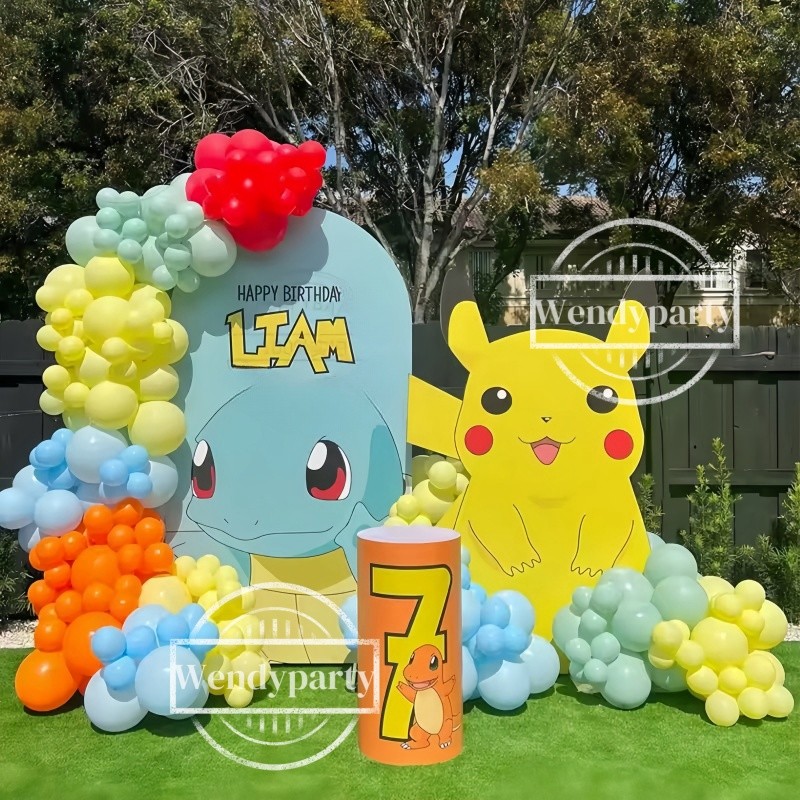 Pokemon Balloon Garland Arch Cartoon Pikachu Theme Macaron Balloon ...