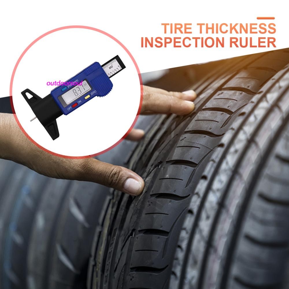 Digital Tread Depth Gauge Battery Operated Car Tire Meter Large Display ...