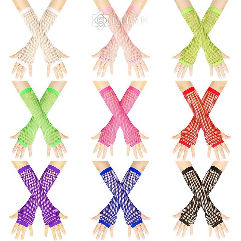 QrhYK> 1Pair Womens Long Fishnet Net Gloves Fingerless Mesh Gloves Punk ...