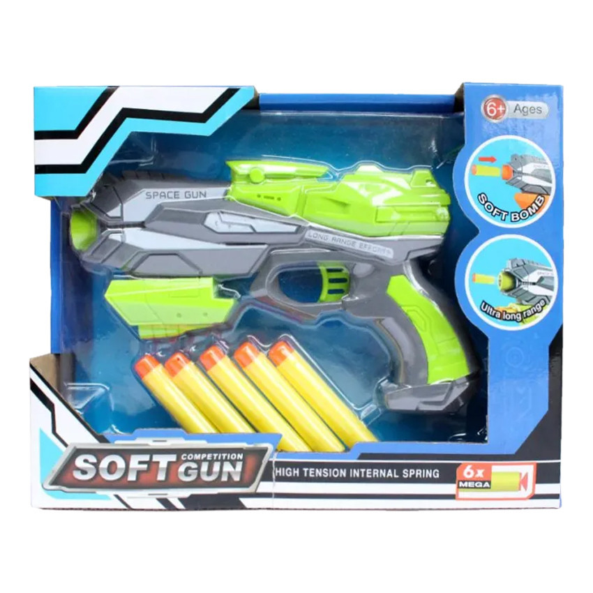 Competition Soft Toy Gun Space Toy Gun With 5 PCs Soft Eva Soft Bullets ...