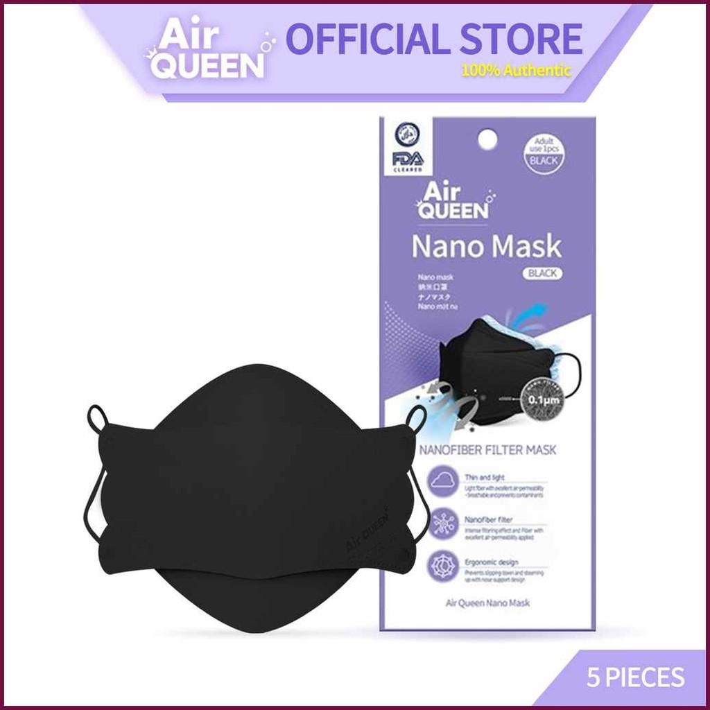 5pcs-NBlack@fV}Air/c$Queen^O$Nano^jT$Fiber]ga#Mask]bX#(Black) | Shopee ...