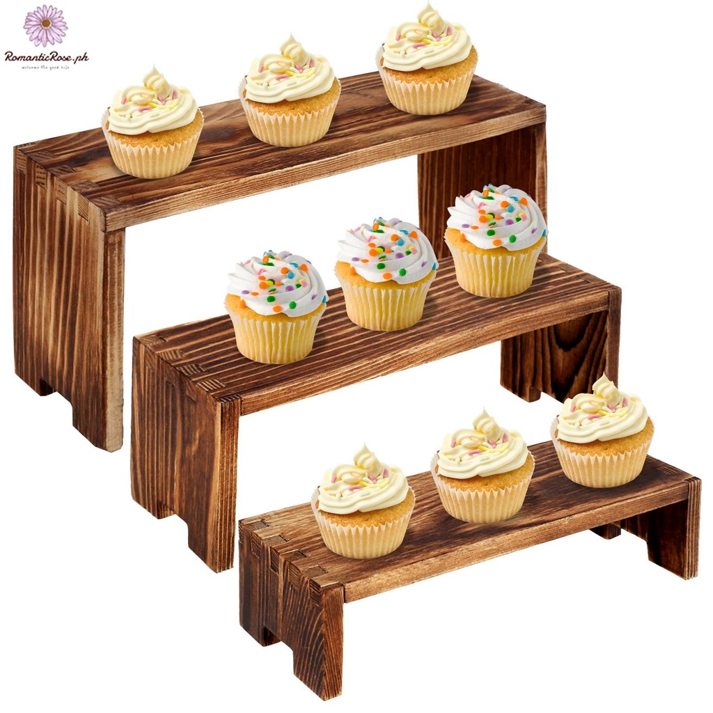 3Pcs Wood Display Risers Decorative Rectangular Display Stands ...