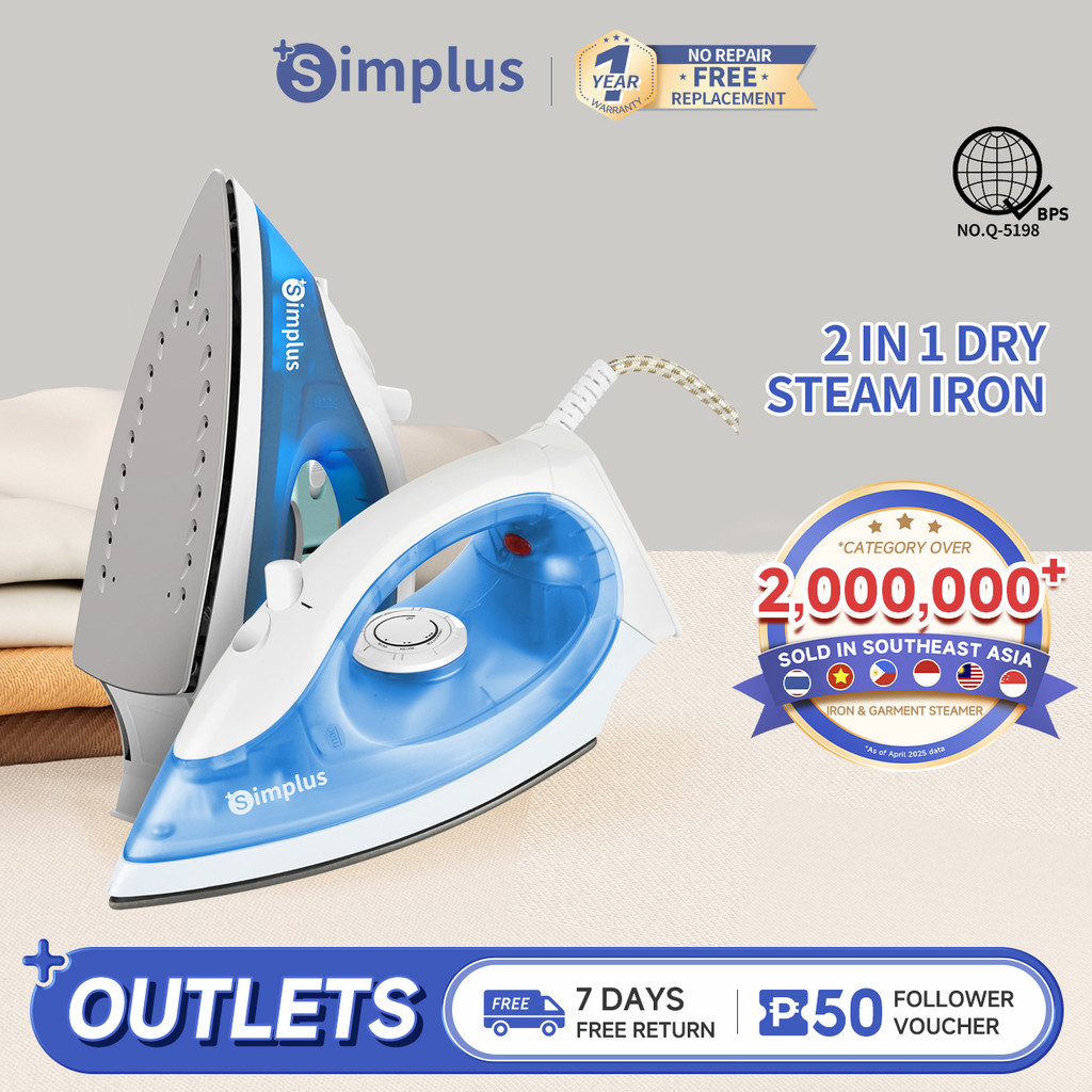Simplus 2 in 1 Dry & Steam Iron 1300W Garment Steamer Flat Iron ...