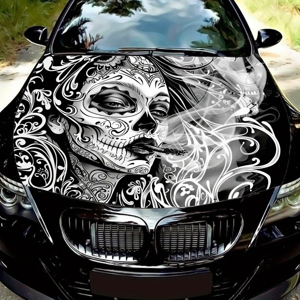 Punk Smoking Girl Car Hood Sticker Wrap Vinyl Film Hood Sticker Car ...
