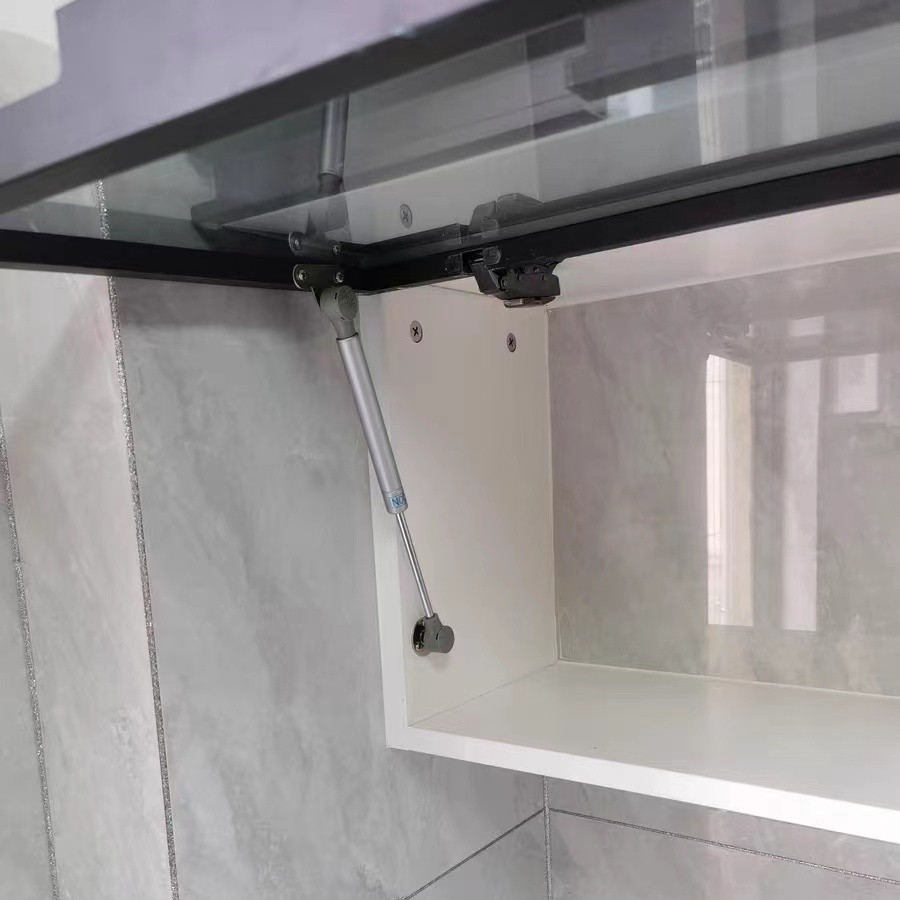 Kitchen Aluminum Frame Door Gas Spring Flip-Up Wooden Door Minimalist ...