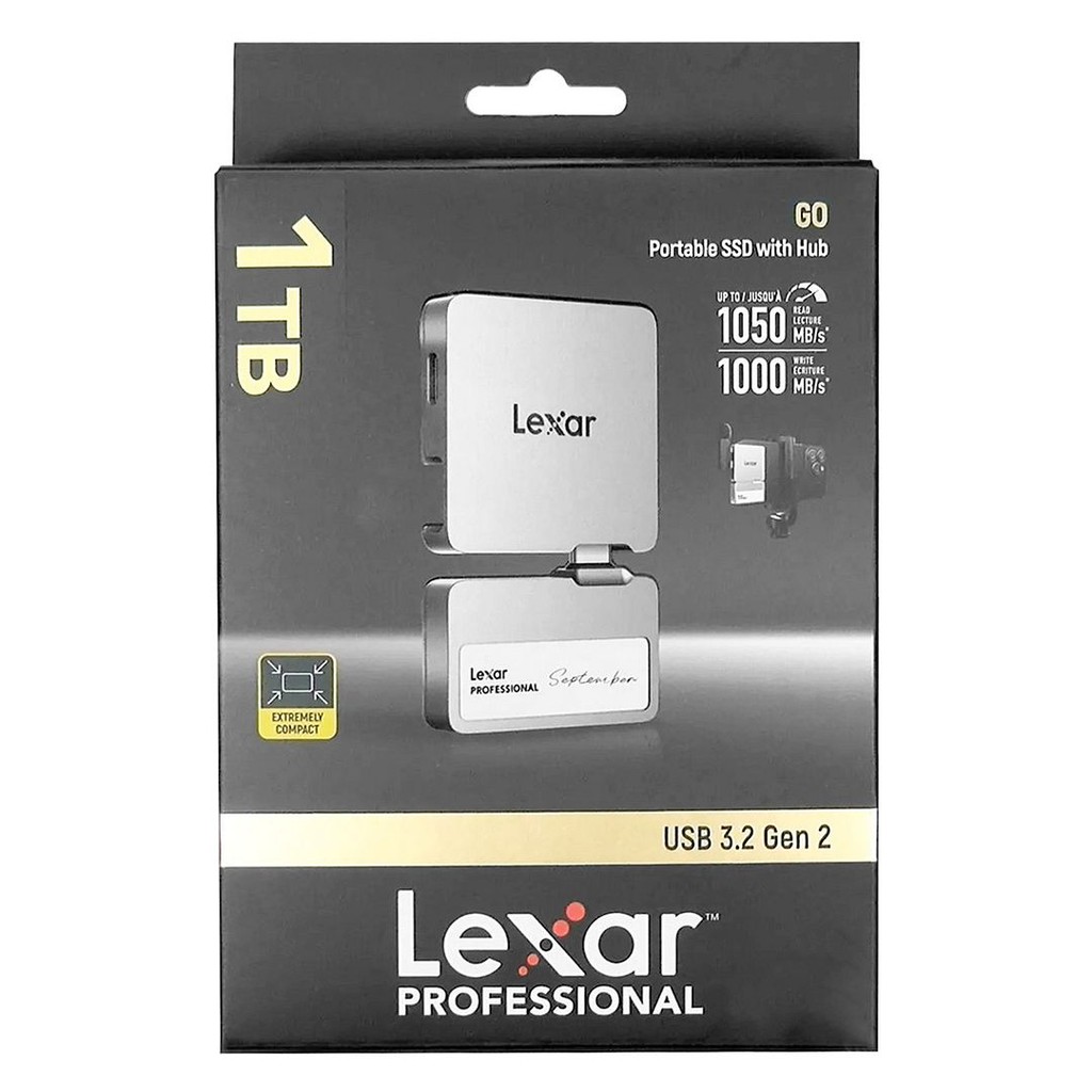 Lexar SL400 Professional Go Portable SSD 1TB with Hub (Silver) LSL400S001T, USB-C 3.2 Gen 2 ...