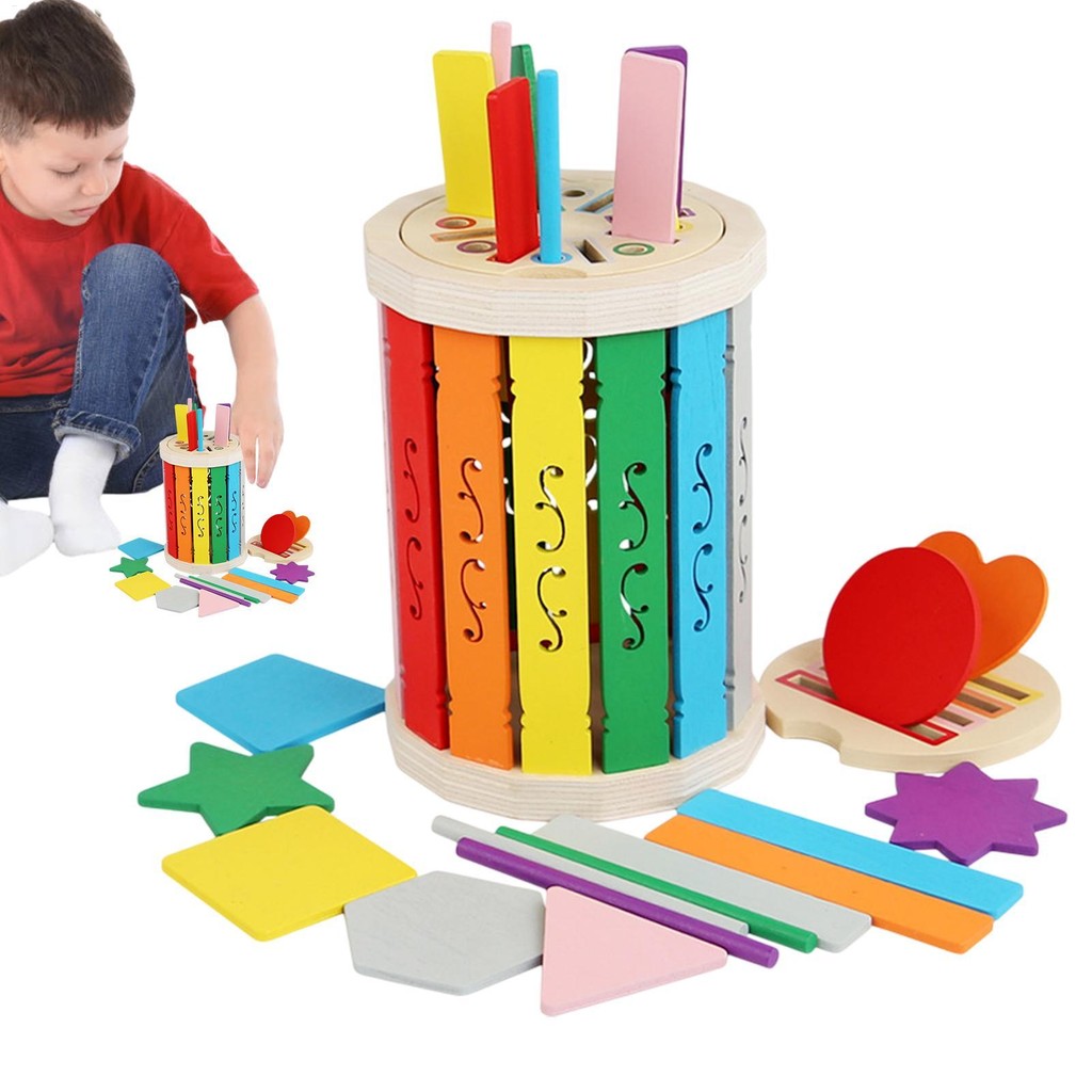 Wooden Color Sorting Toy Wooden Color & Shape Sorter Class Toy for Ages ...