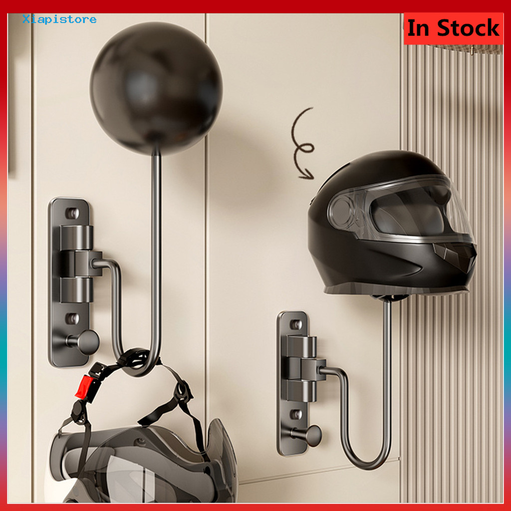 XPS Wall Mount Motorcycle Helmet Rack 180 Degrees Rotation Heavy Duty ...