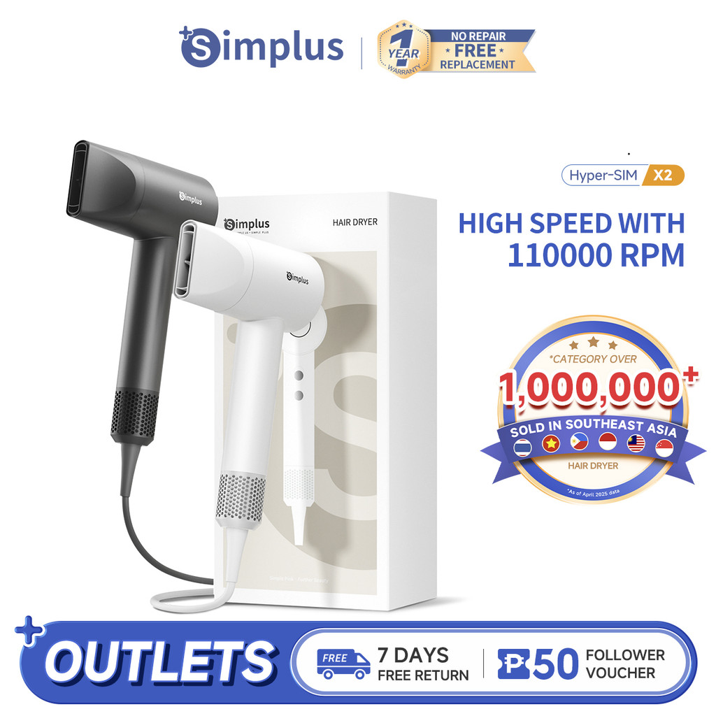 Simplus High Speed Hair Dryer Hair Blower 400 Million Negative Ions 3 ...