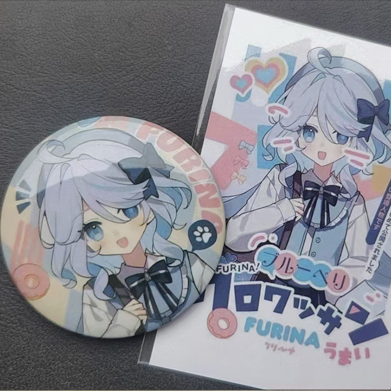 2Pcs/Lot Game Genshin Impact Card And Brooch Focalors Furina de ...