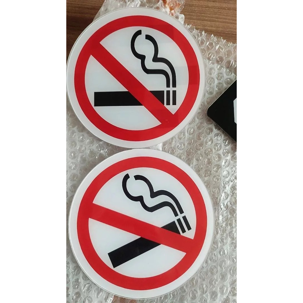 No Smoking Logo Acrylic Board | Acrylic No Smoking Label Sign, Round ...