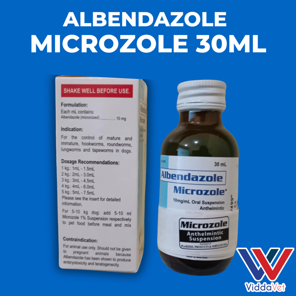 1bot Dewormer Microzole Dewormer 30 ml for pets dogs cats rabbit oral ...