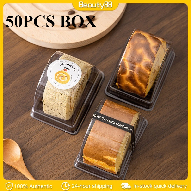 50PCS Swiss Roll Acetate Cake Box Baking Kitchen Dessert Shop Cake Box Single Without Stickers ...