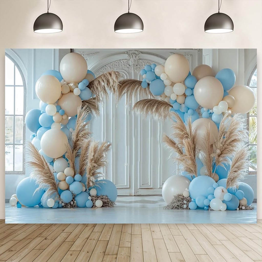 Bohemian Style Balloon Photography Backdrop Pampas Grass Boho Balloons ...