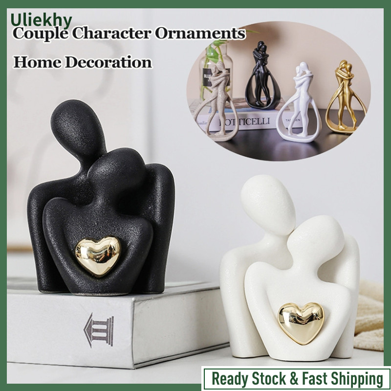 Uliekhy Abstract Couple Hugging Statue Modern Art Embracing Ceramic ...