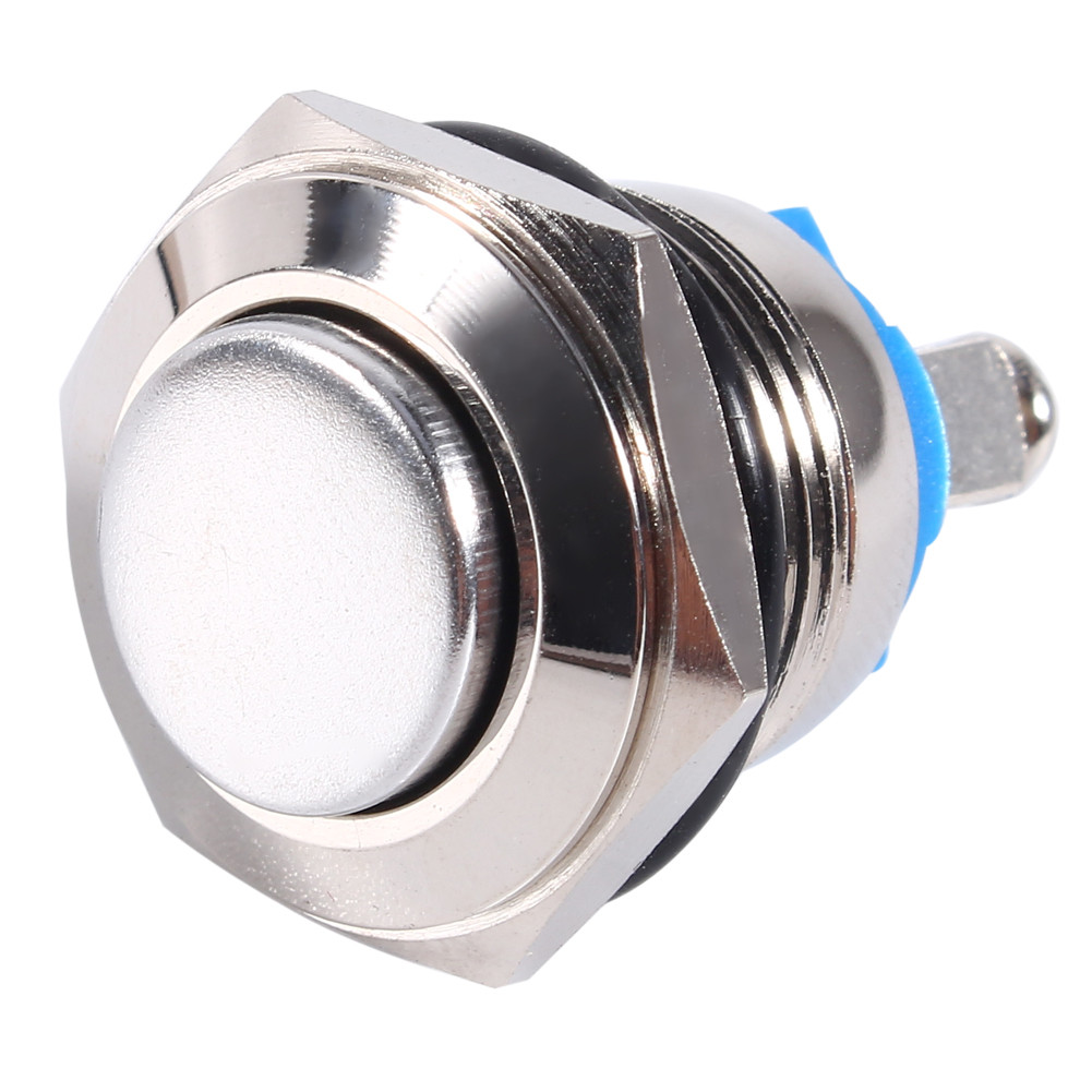 16mm Car Waterproof Momentary Metal Push Button Horn Switch Silver for ...