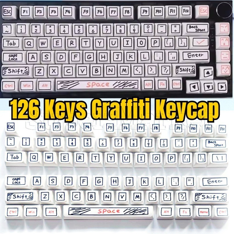 126 Keys Graffiti Keycap - Creative XDA Keycap Set - Wear-Resistant ...