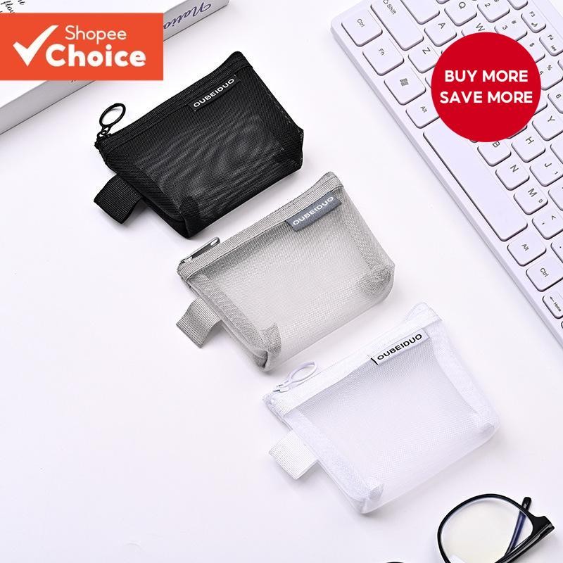 Transparent Mesh Card Holder Unisex Mini Wallet Coin Purse Key ...