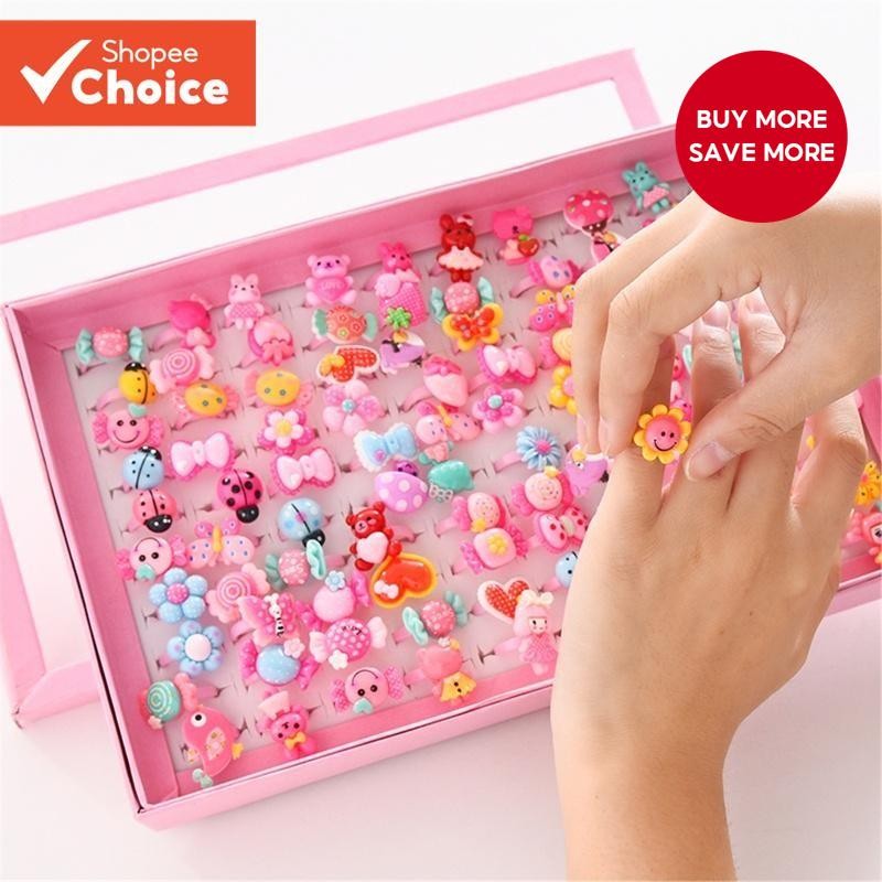 10PCS Kids Play Rings Set Cartoon Animal Flower Design Dress Up Toys ...
