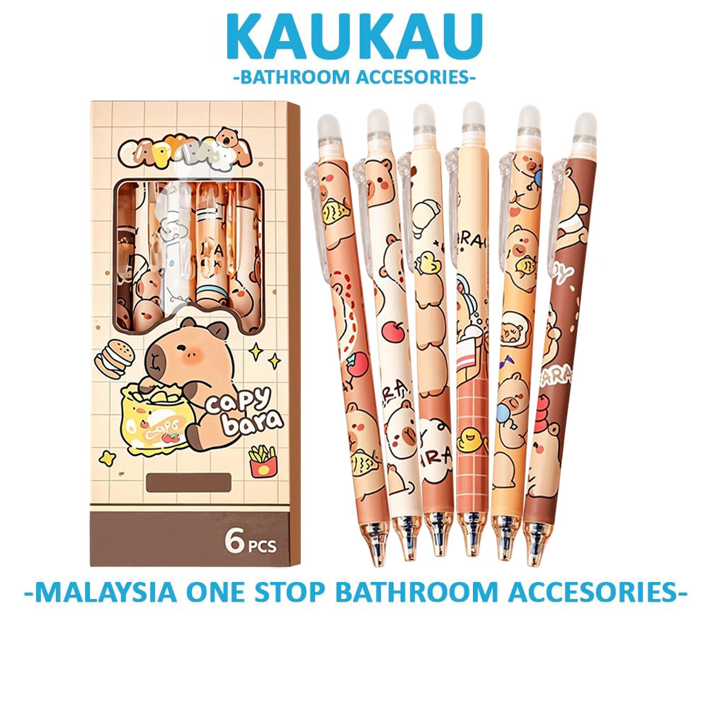 KAUKAU Pen Dakwat Biru Boleh Padam Capybara 6in1 Gel Pen Primary School ...