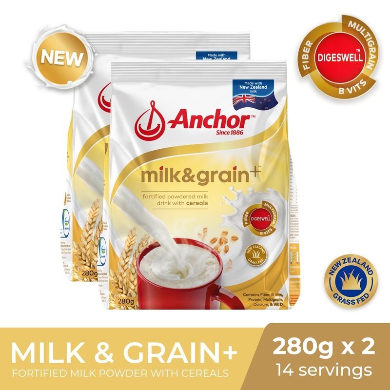 Anchor Milk and Grain Plus Milk Powder Plain 280g x2 (July 31, 2025 Expiry) | Shopee Philippines