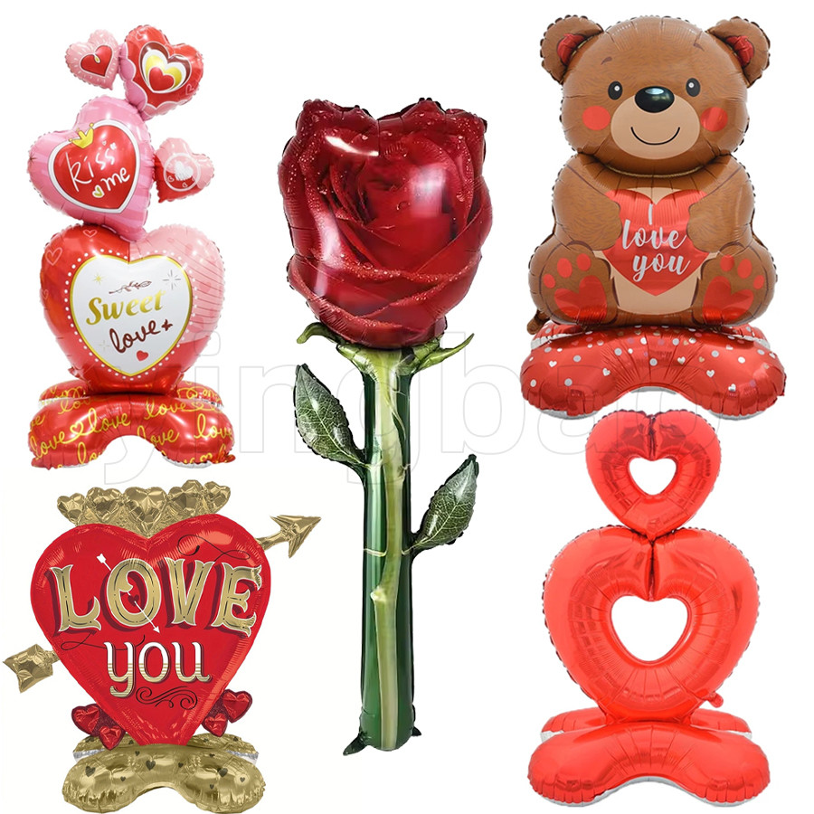 Huge Base Stand Happy Valentine's Day Heart to Heart Balloons Love ...