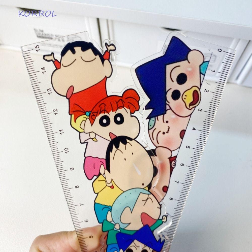 KORROL 15CM Straight Rulers, Cartoon Acrylic Crayon Shin-chan Ruler ...