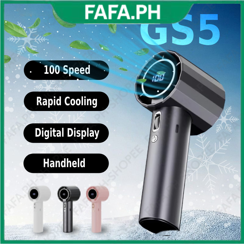 GS5 Portable Handheld Turbo Fan 6000mAh 1-100 Gear High-Speed Cooler Rechargeable Digital ...