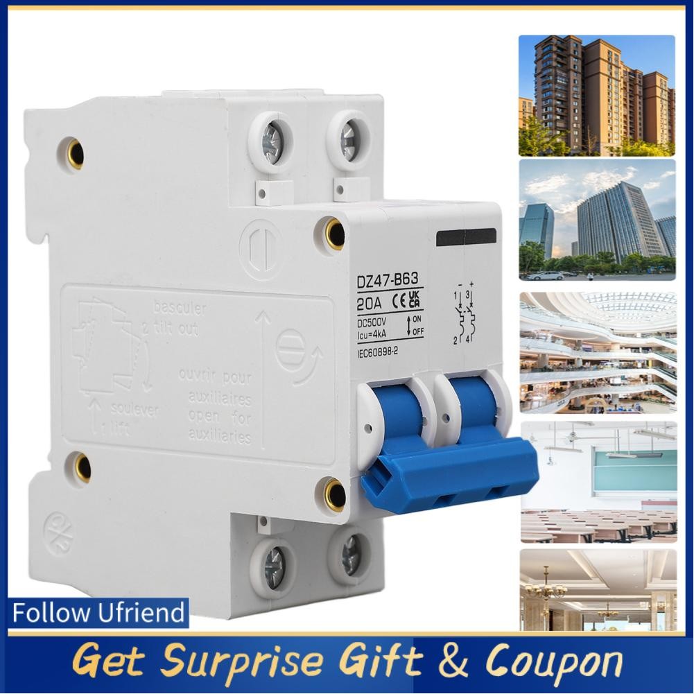 Ufriend Hilitand DC Miniature Circuit Breaker 2P B Type DIN Rail Installation Multiple Functions ...