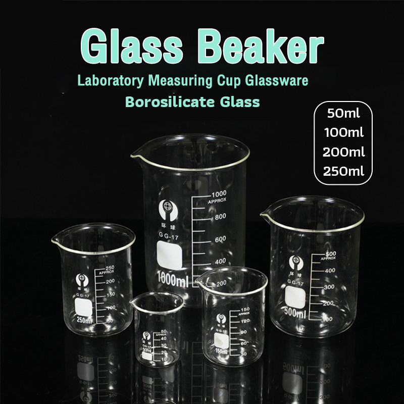 MM Glass Beaker 50/100/250/200ml Laboratory Measuring Cup Glassware Lab ...
