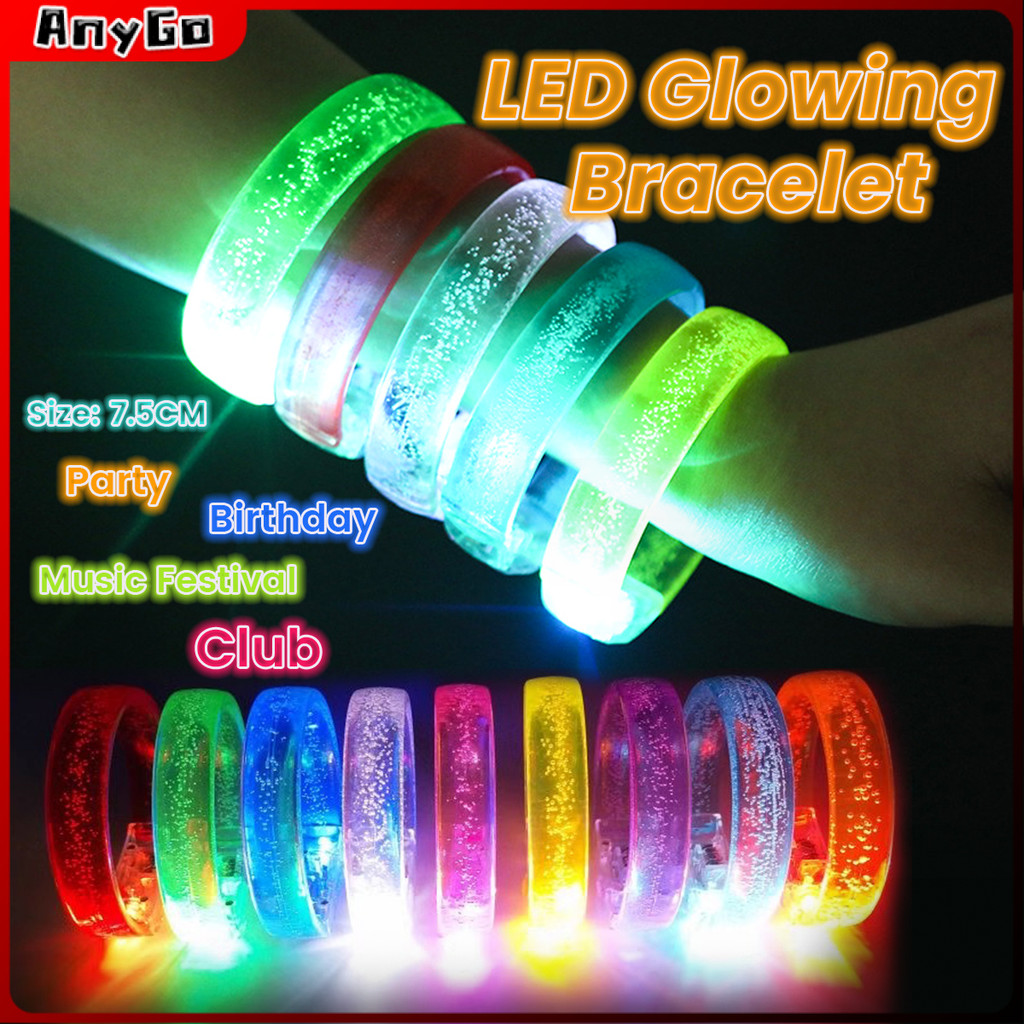 AnyGo LED Glowing Bracelet Flashing Wristband Bar Concert Cheer Props ...