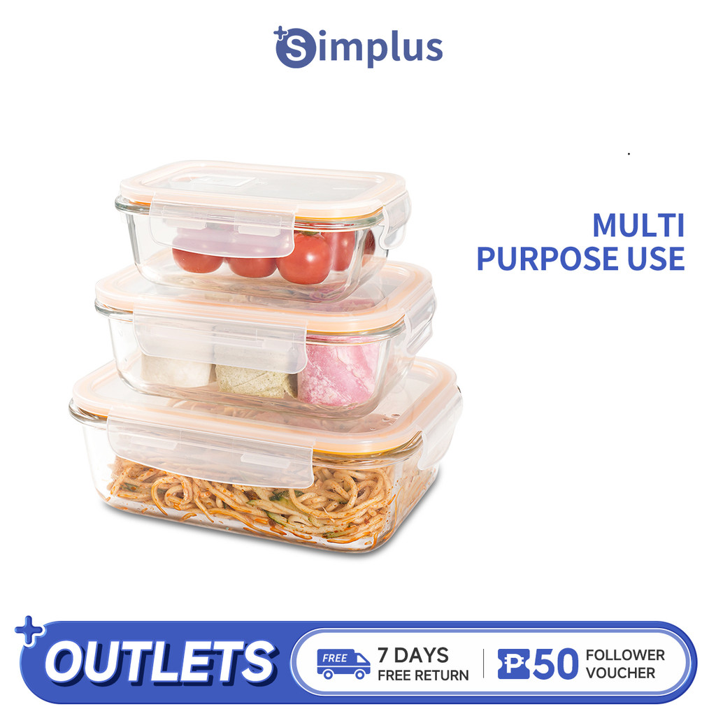Simplus Glass Airtight Food Storage Containers Leakproof BPA Free ...