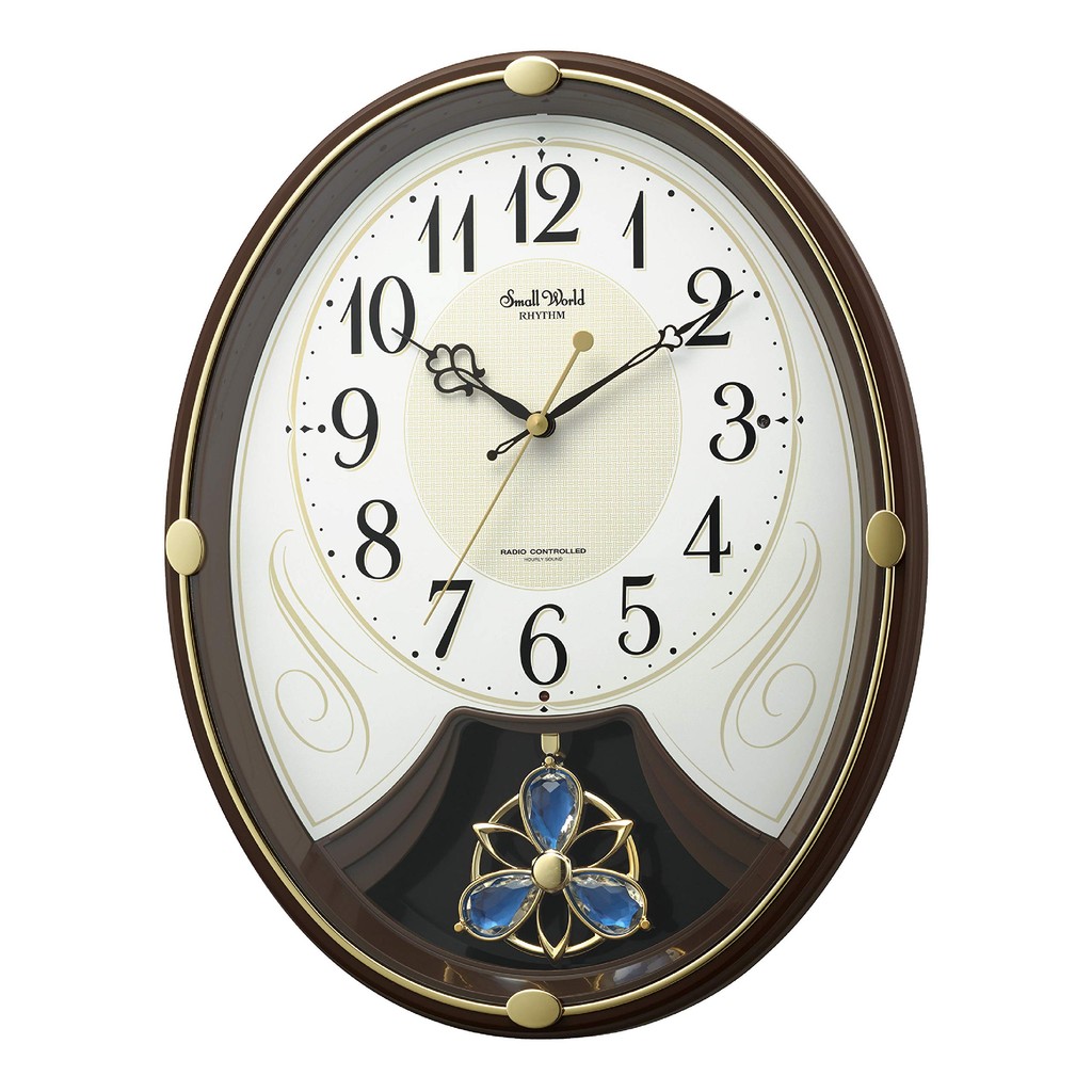 RHYTHM Wall Clock Radio Controlled Melody Clock Small World Lily N ...