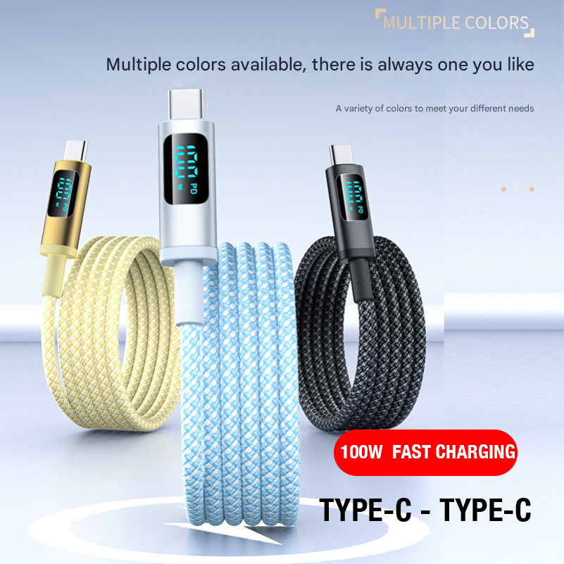 1M/2M 100W digital display dual type-c fast charge PD mobile phone data ...