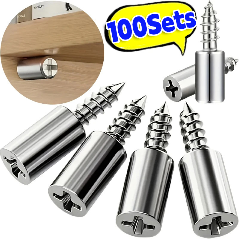 20/50/100Sets Self-tapping Screws Cabinet Laminate Supports/Shelf Fixed ...