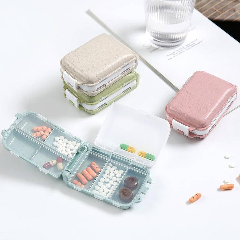 3 Layer Folding Medicine Box Portable Wheat Straw Mini Family First Aid ...