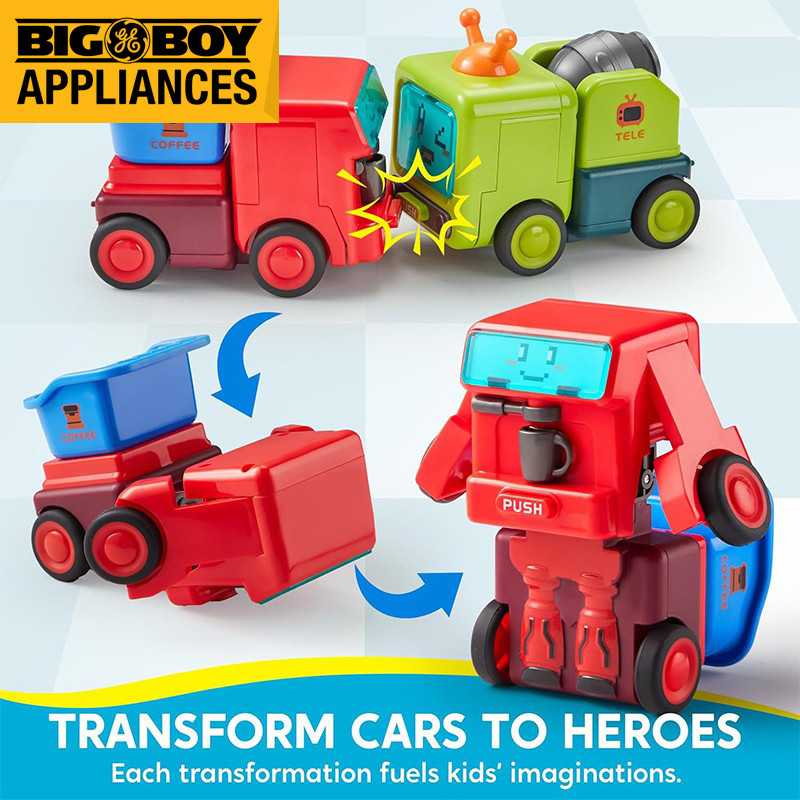 Mini Cartoon Collision Transforming Engine Car Toy Pull Back Inertia ...