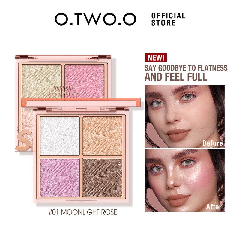 O.two.o Four-Color High Gloss Blush Palette Pearly Fine Flash Shadow ...