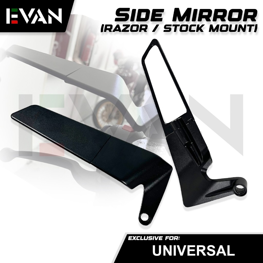 1 PAIR UNIVERSAL Side Mirror Winglet Alloy Ninja V3 Stealth Motorcycle ...