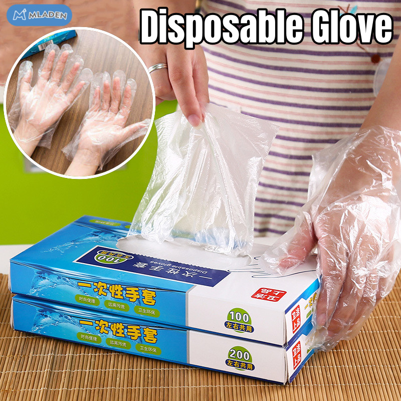 MLADEN 100pcs/200pcs Disposable Glove Box Removable Plastic PE Gloves ...