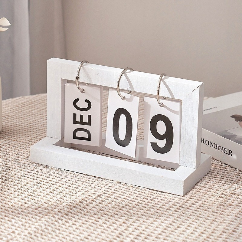 Wooden Flip Calendar Desk Calendar Desktop Office Study Creative ...