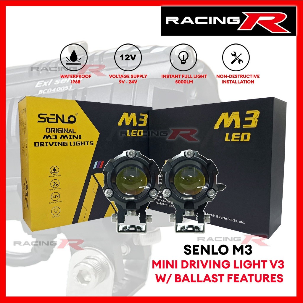 SENLO M3 Mini Driving Light V3 Motorcycle Auxiliary Lights 4Wires 60W ...